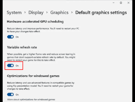 How to Enable or Disable Variable Refresh Rate (VRR) in Windows 11