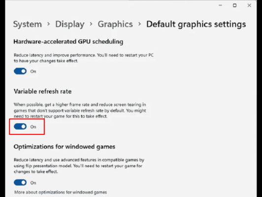 How To Enable Or Disable Variable Refresh Rate Vrr In Windows 11