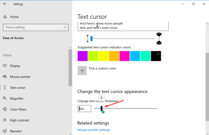 2 Ways to Thicken Blinking Cursor in Windows 10