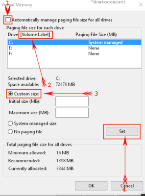 Windows 10 - How to Customize Paging File Size for Disk Drives