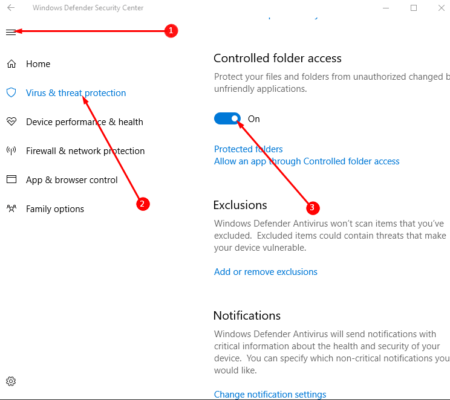 Controlled folder access blocked windows 10 - cutaca