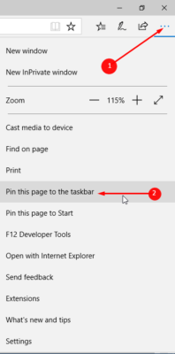 How to Pin Webpage to Taskbar with Edge Browser