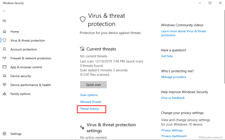 How to See Protection History in Windows 10