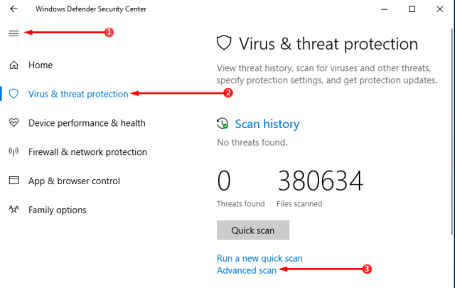 How to Run Offline Scan from Window Defender Security Center in Windows 10