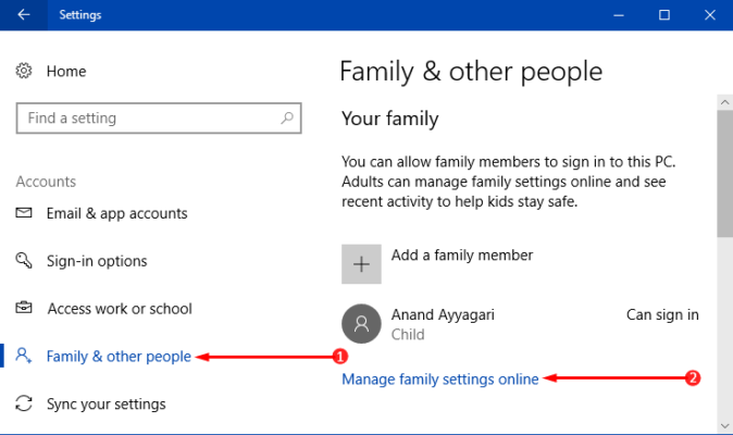 How to View and Change Family Account Settings in Windows 10